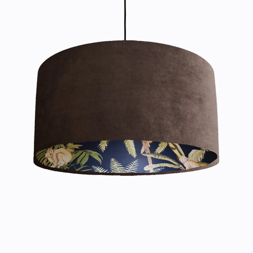Candid Owl | Brown Velvet Lampshade with Dark Monkey Lining