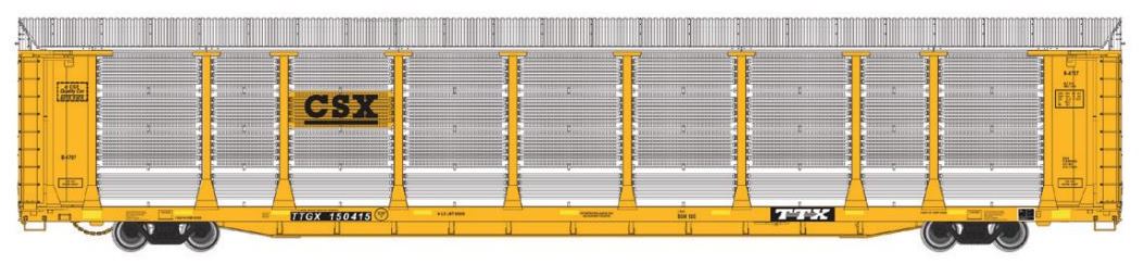 Walthers Proto HO 920-101518 89' Thrall Enclosed Bi-Level Auto Carrier, CSX/TTX #150672 ...