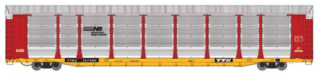 Walthers Proto HO 920-101526 89' Thrall Enclosed Bi-Level Auto Carrier, Norfolk Southern/TTX ...
