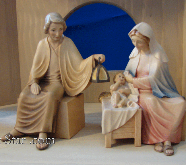 Holy Family - Huggler Nativity Woodcarving - Yonder Star Christmas Shop LLC