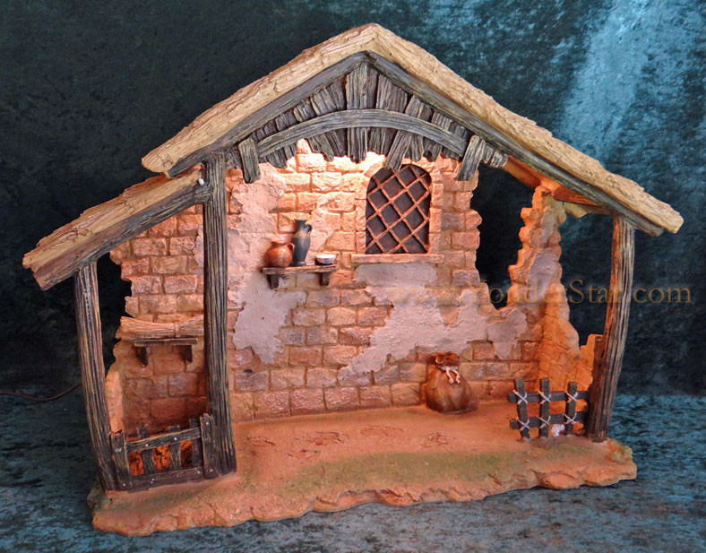 14.5" Fontanini Lighted Stable for 7.5" Nativity Figures 50816 - Yonder ...