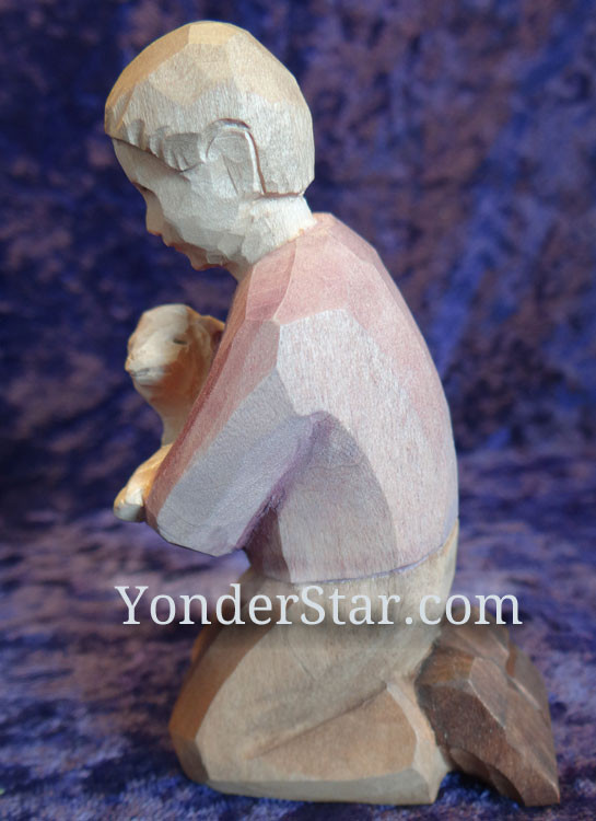 Boy Kneeling with Sheep - Huggler Nativity Woodcarving - Yonder Star ...