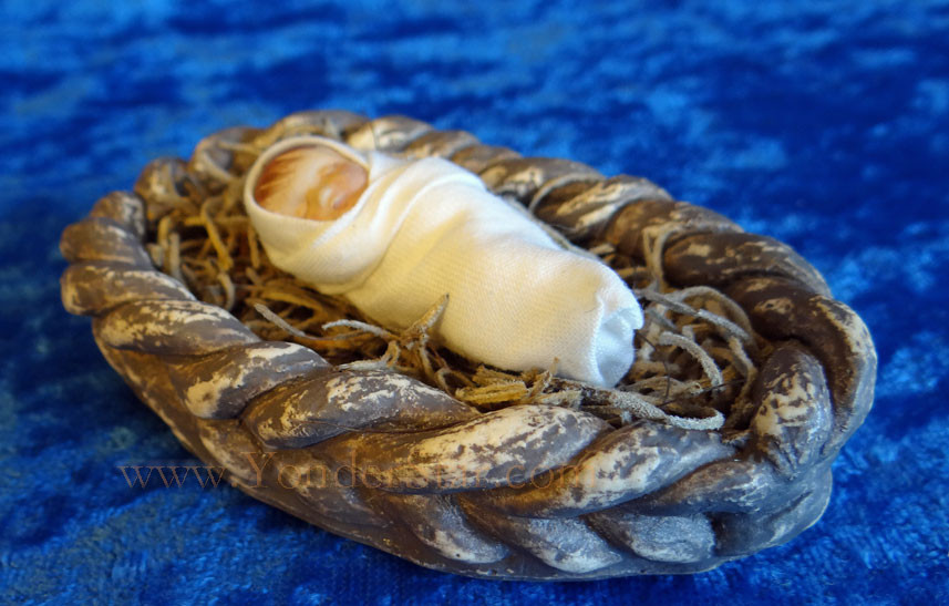 Baby Jesus in Hay Crib - Huggler Nativity Switzerland - Yonder Star ...