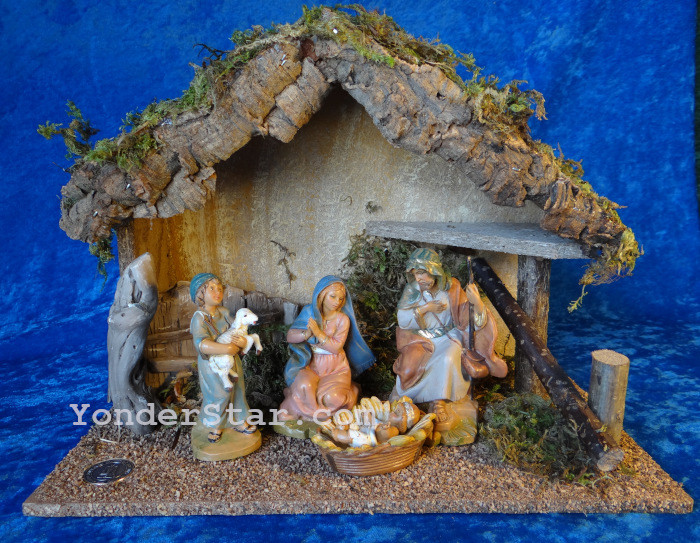 Fontanini Nativity Scene with Lighted Wooden Stable 54434 - Yonder Star ...