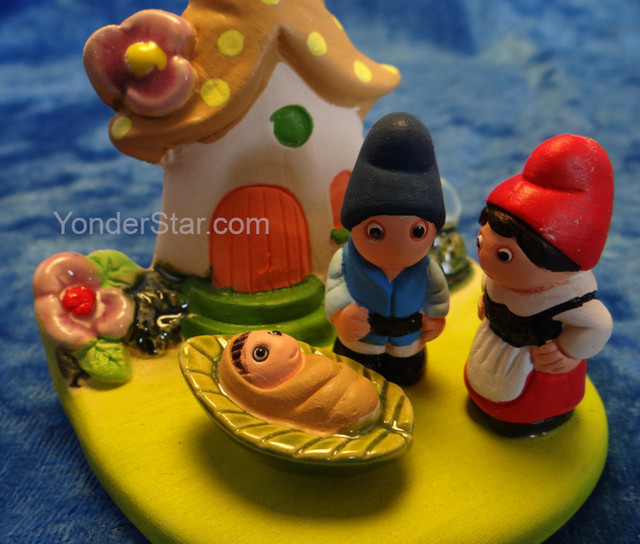 Whimsical Garden Gnome Nativity Scene - Yonder Star Christmas Shop LLC