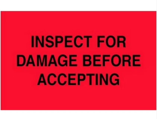 3x5 'Inspect for Damage Before Accepting' Red Labels