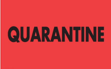 'Quarantine' Red Labels - 2in x 3in - Roll of 500