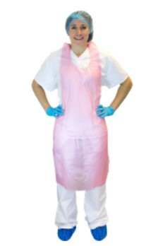 The Safety Zone Â® Red Polyethylene Aprons on a Wicket