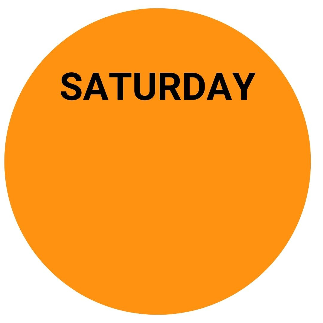 3' Circle 'SATURDAY' Label - Fluorescent Orange - 500/roll