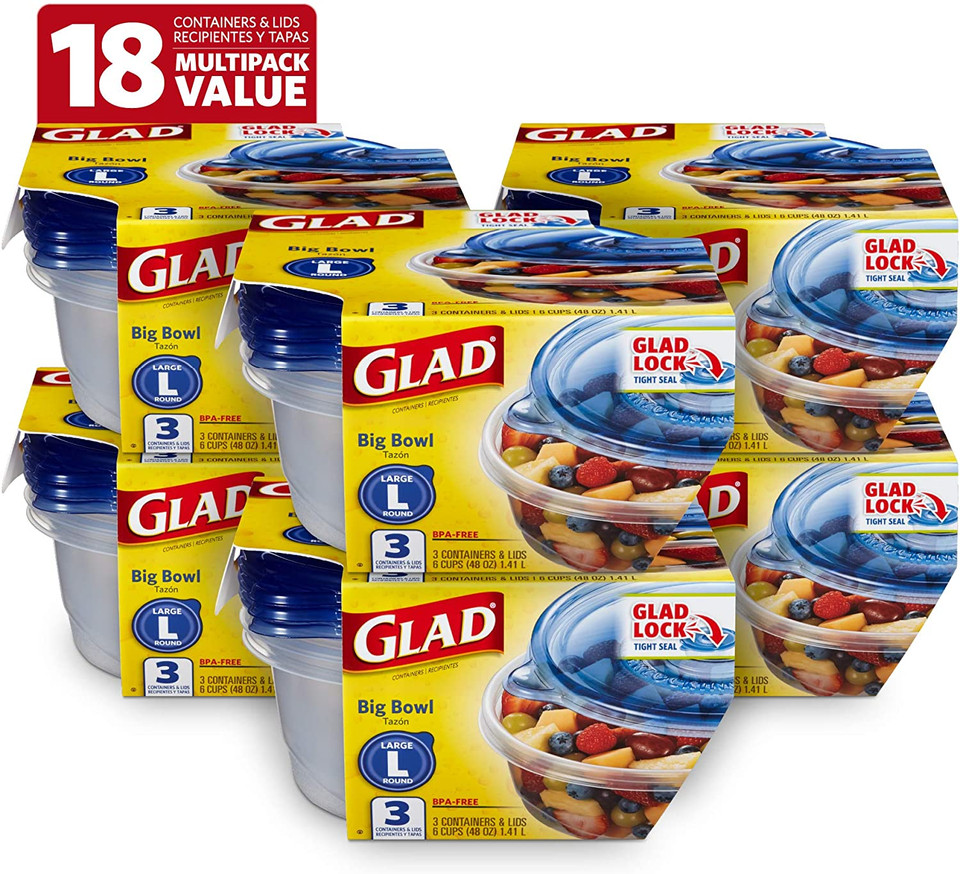 Gladware Big Bowl Food Storage Containers, Large 64oz