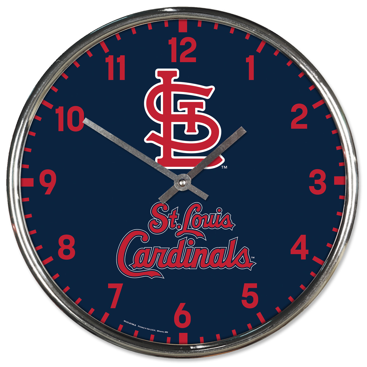 St. Louis Cardinals Round Chrome Wall Clock - Sports Fan Shop