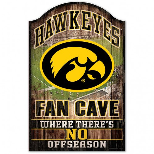 Iowa Hawkeyes Sign 11x17 Wood Fan Cave Design - Sports Fan Shop
