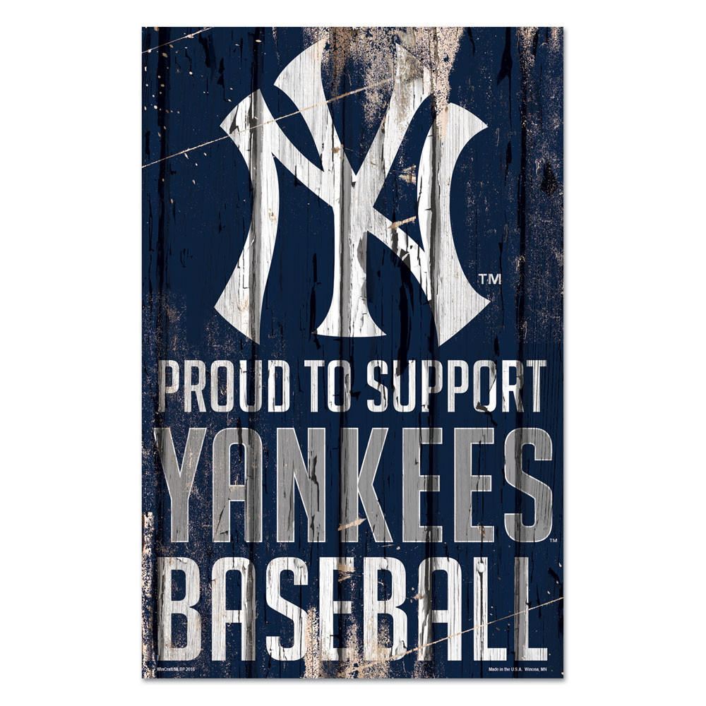 New York Yankees Sign 11x17 Wood Proud to Support Design - Sports Fan Shop