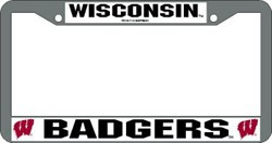Wisconsin Badgers License Plate Frame Chrome EZ View - Sports Fan Shop