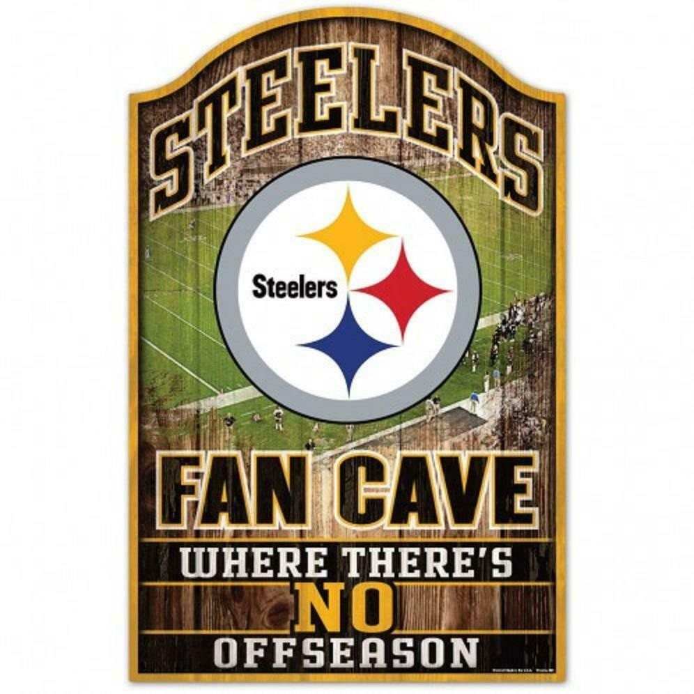 Pittsburgh Steelers Wood Sign - 11"x17" Fan Cave Design - Sports Fan Shop