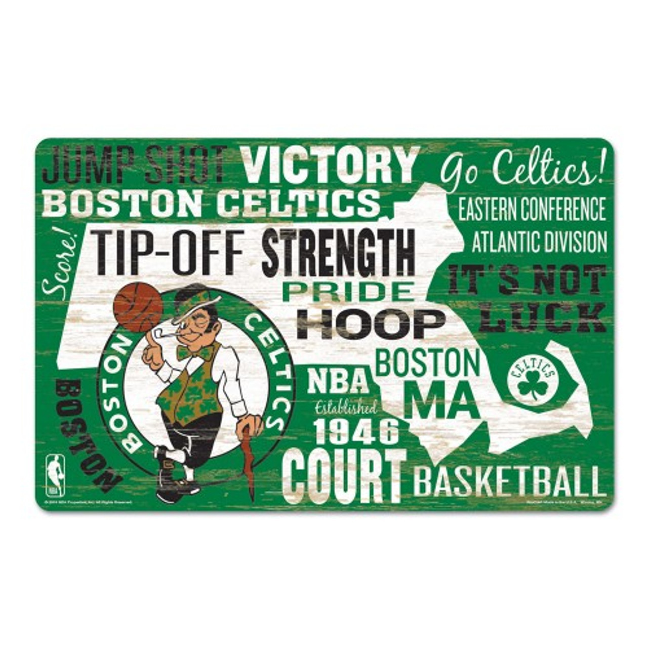 Boston Celtics Sign 11x17 Wood Wordage Design - Sports Fan Shop