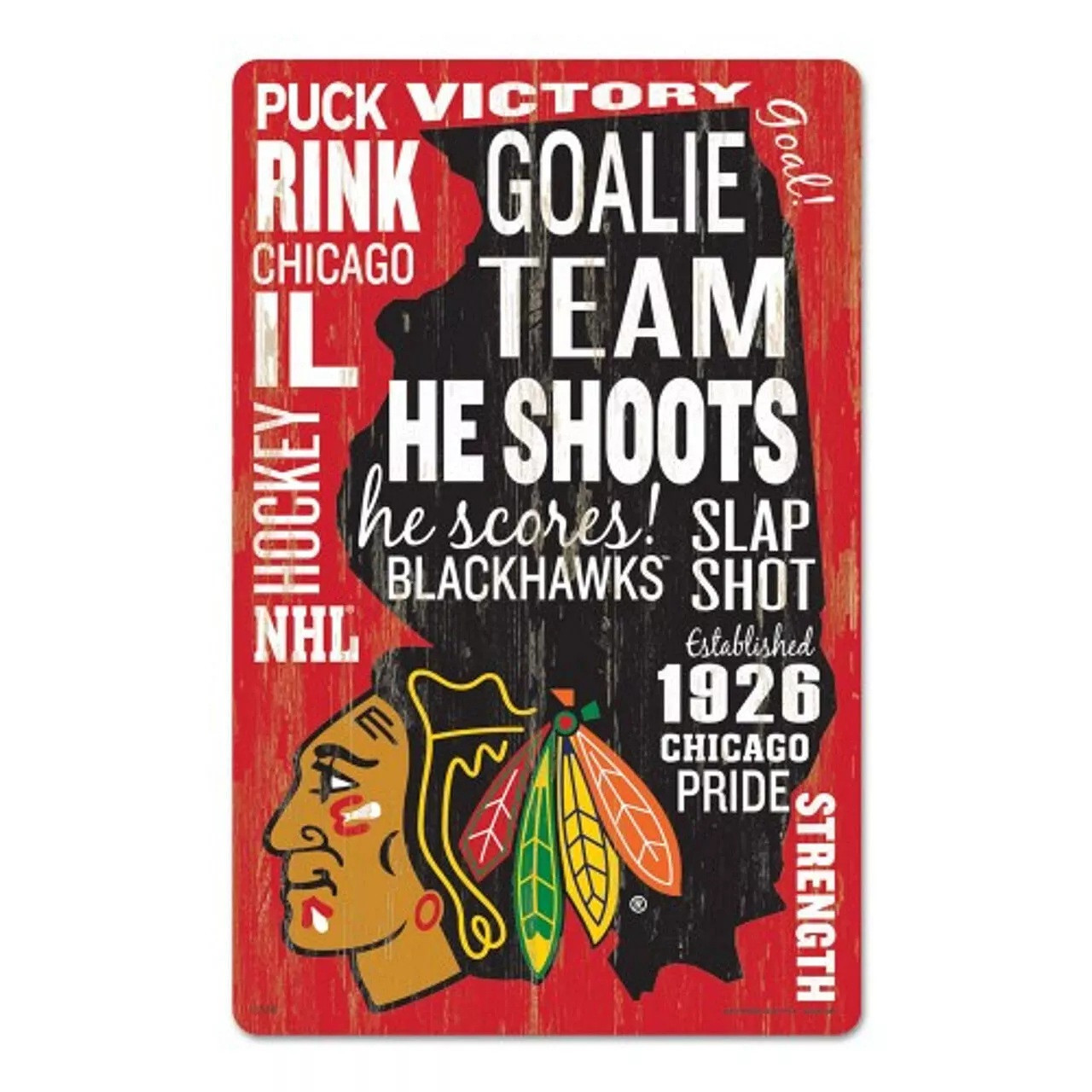 Chicago Blackhawks Sign 11x17 Wood Wordage Design - Sports Fan Shop