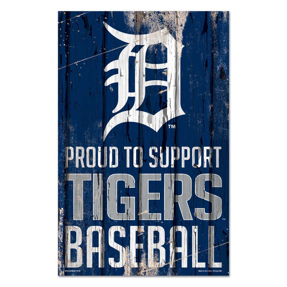 Detroit Tigers Sign 11x17 Wood Proud to Support Design - Sports Fan Shop