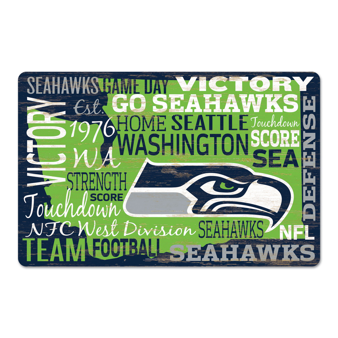 Seattle Seahawks Sign 11x17 Wood Wordage Design - Sports Fan Shop
