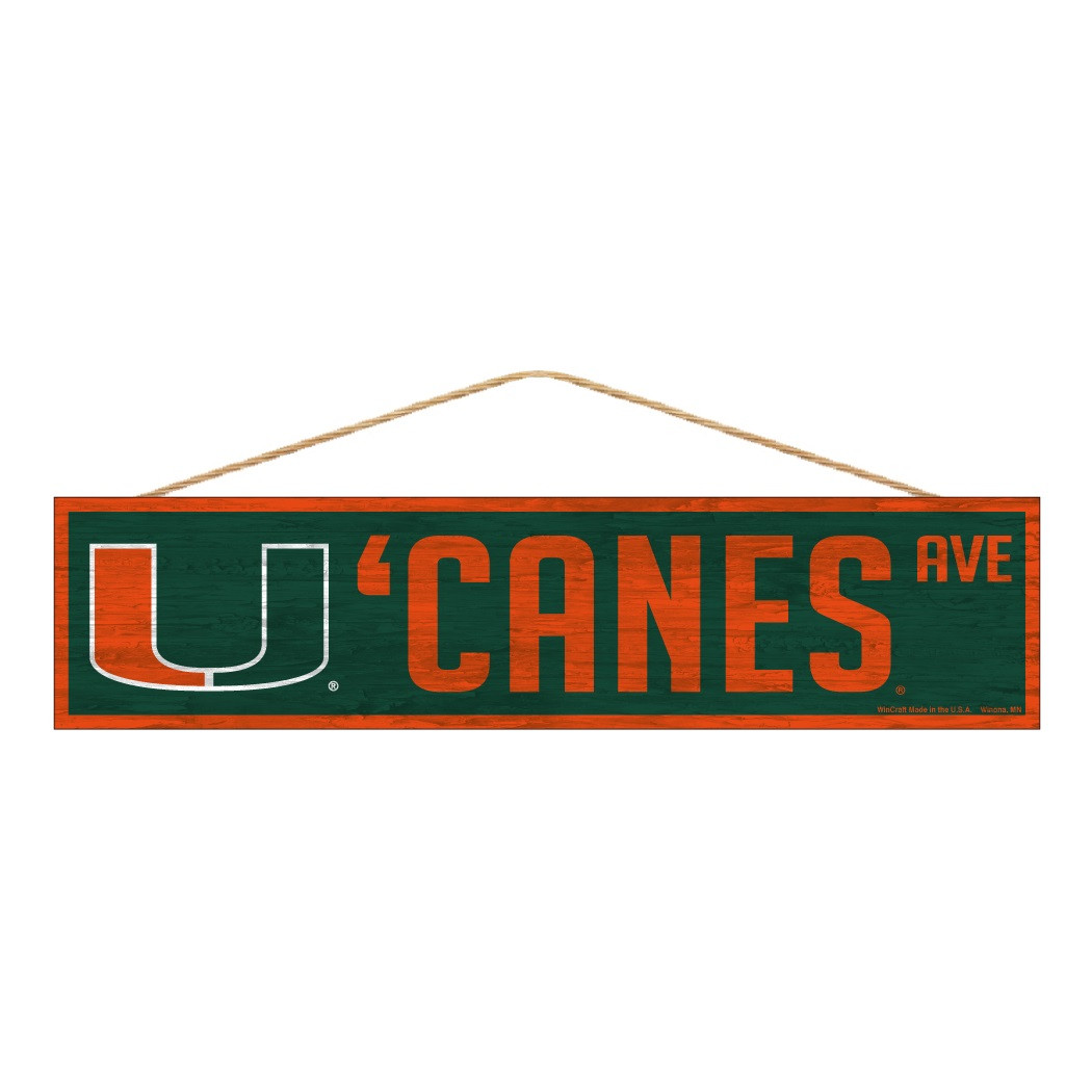 Miami Hurricanes Sign 4x17 Wood Avenue Design - Sports Fan Shop