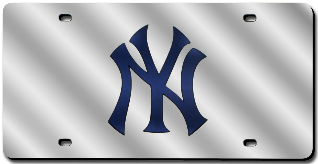 New York Yankees License Plate Laser Cut Silver - Sports Fan Shop