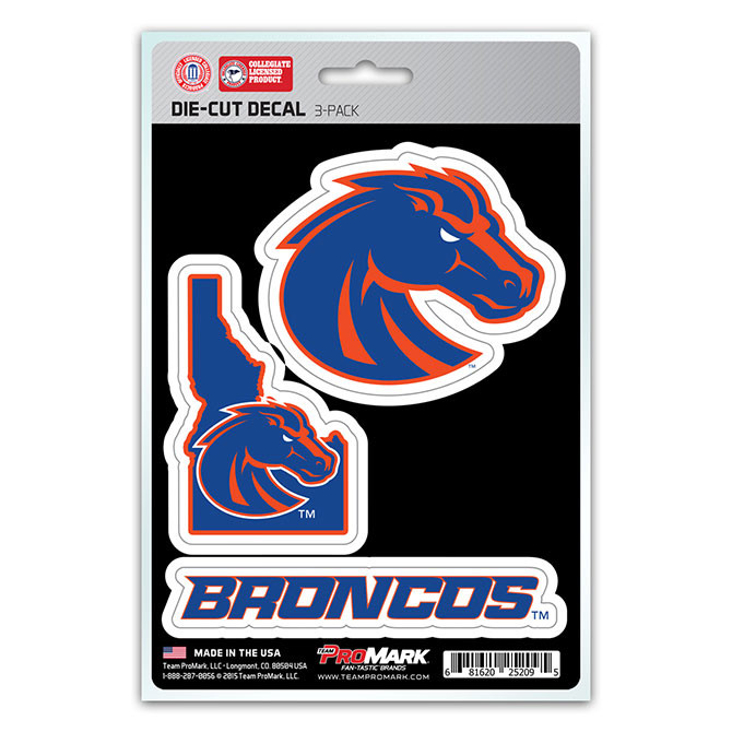Boise State Broncos Decal Die Cut Team 3 Pack - Sports Fan Shop