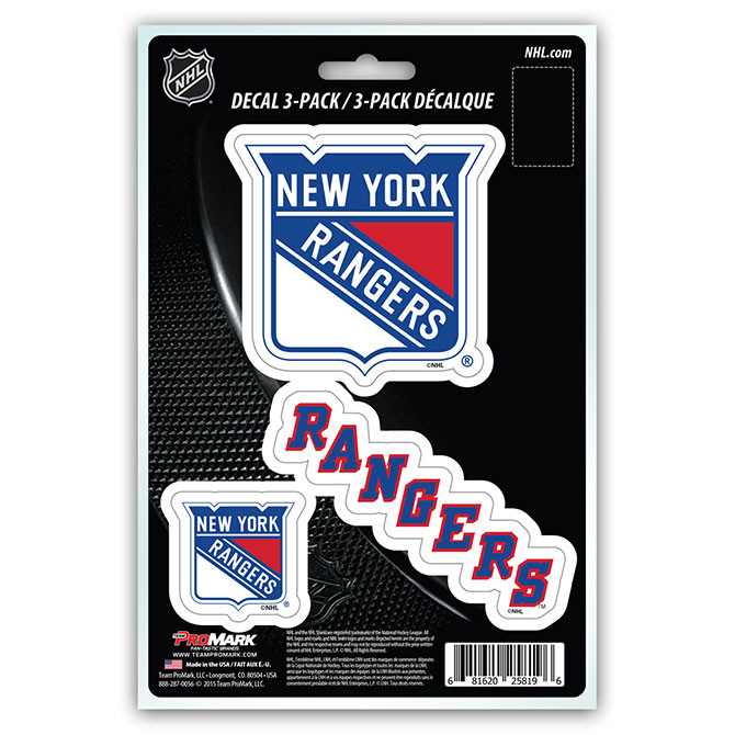 New York Rangers Decal Die Cut Team 3 Pack - Sports Fan Shop