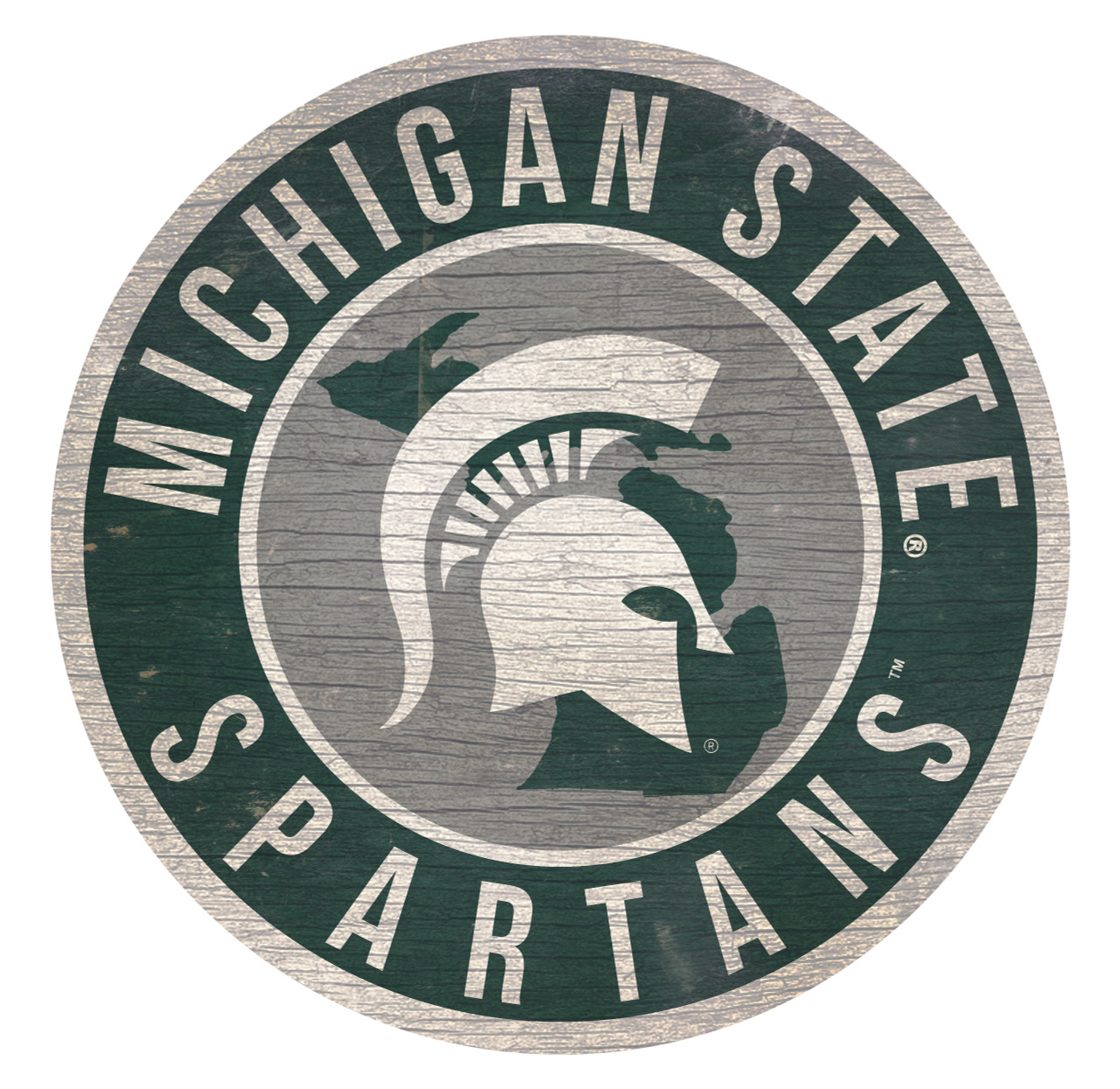 Michigan State Spartans Sign Wood 12 Inch Round State Design - Sports ...