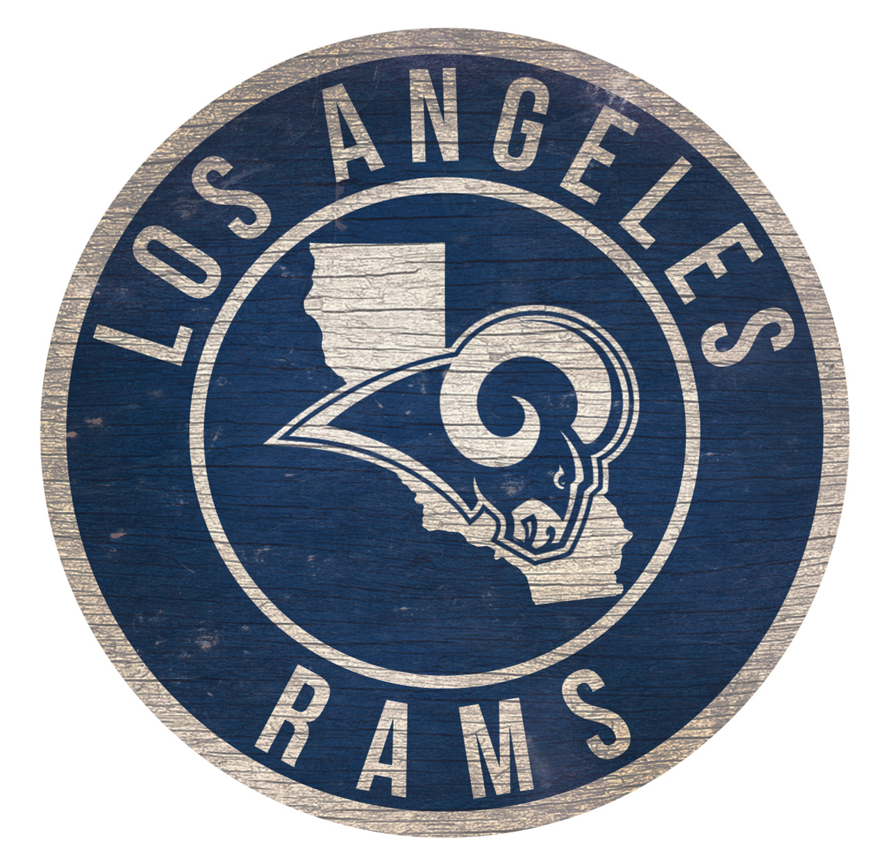Los Angeles Rams Sign Wood 12 Inch Round State Design - Sports Fan Shop
