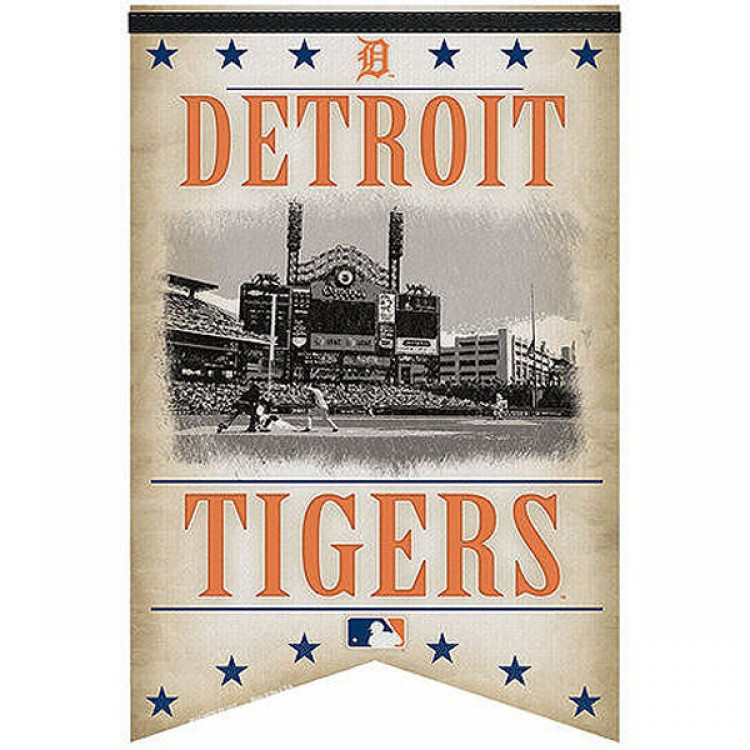 Detroit Tigers Banner 17x26 Pennant Style Premium Felt Stadium Design ...