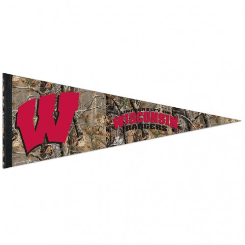 Wisconsin Badgers Pennant 12x30 Premium Style Camo Design - Sports Fan Shop