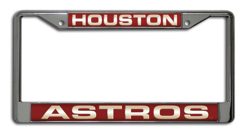 Houston Astros License Plate Frame Laser Cut Chrome - Sports Fan Shop