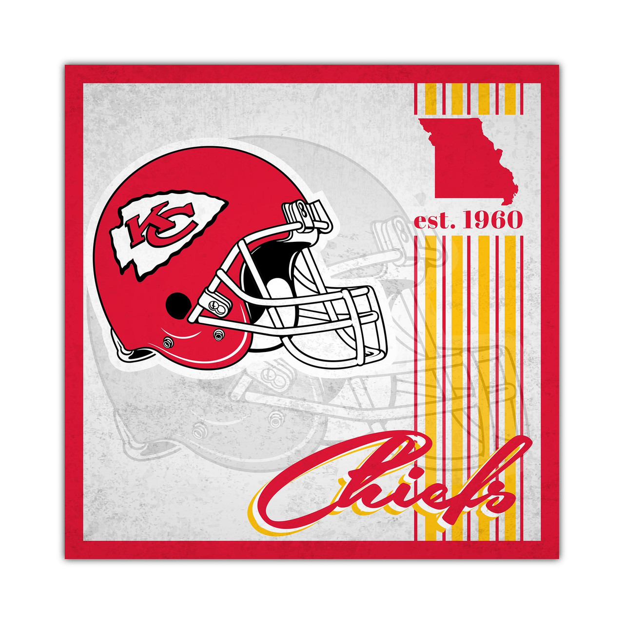 Kansas City Chiefs Sign Wood 10x10 Album Retro Design - Sports Fan Shop