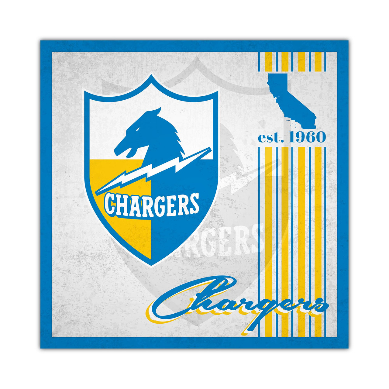 Los Angeles Chargers Sign Wood 10x10 Album Retro Design - Sports Fan Shop
