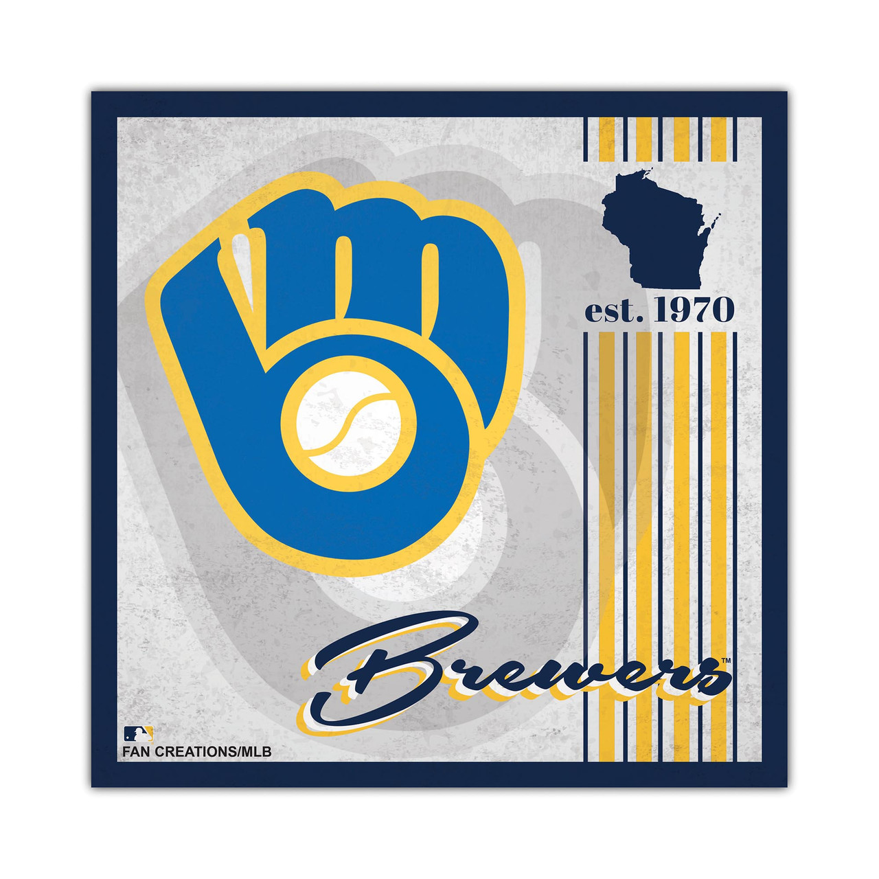 Milwaukee Brewers Sign Wood 10x10 Album Retro Design - Sports Fan Shop