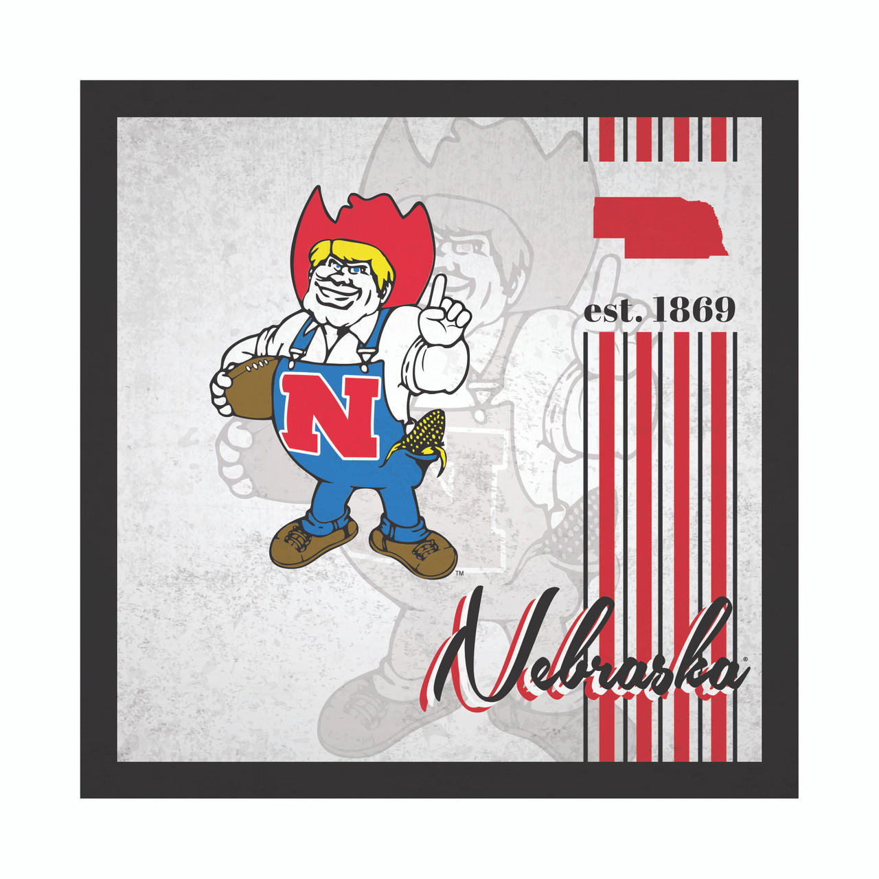 Nebraska Cornhuskers Sign Wood 10x10 Album Retro Design - Sports Fan Shop
