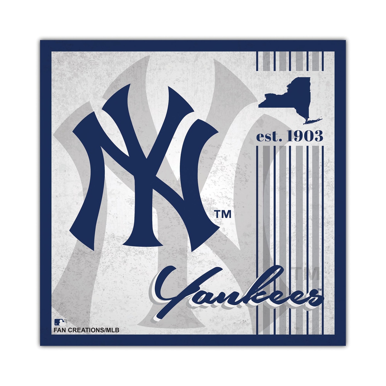 New York Yankees Sign Wood 10x10 Album Retro Design - Sports Fan Shop