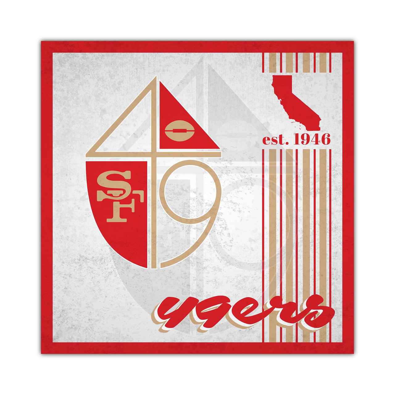 San Francisco 49ers Sign Wood 10x10 Album Retro Design - Sports Fan Shop