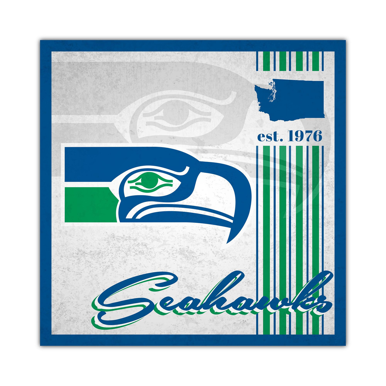 Seattle Seahawks Sign Wood 10x10 Album Retro Design - Sports Fan Shop