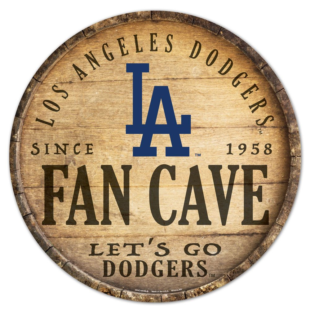 Los Angeles Dodgers Sign Wood 14 Inch Round Barrel Top Design - Sports ...