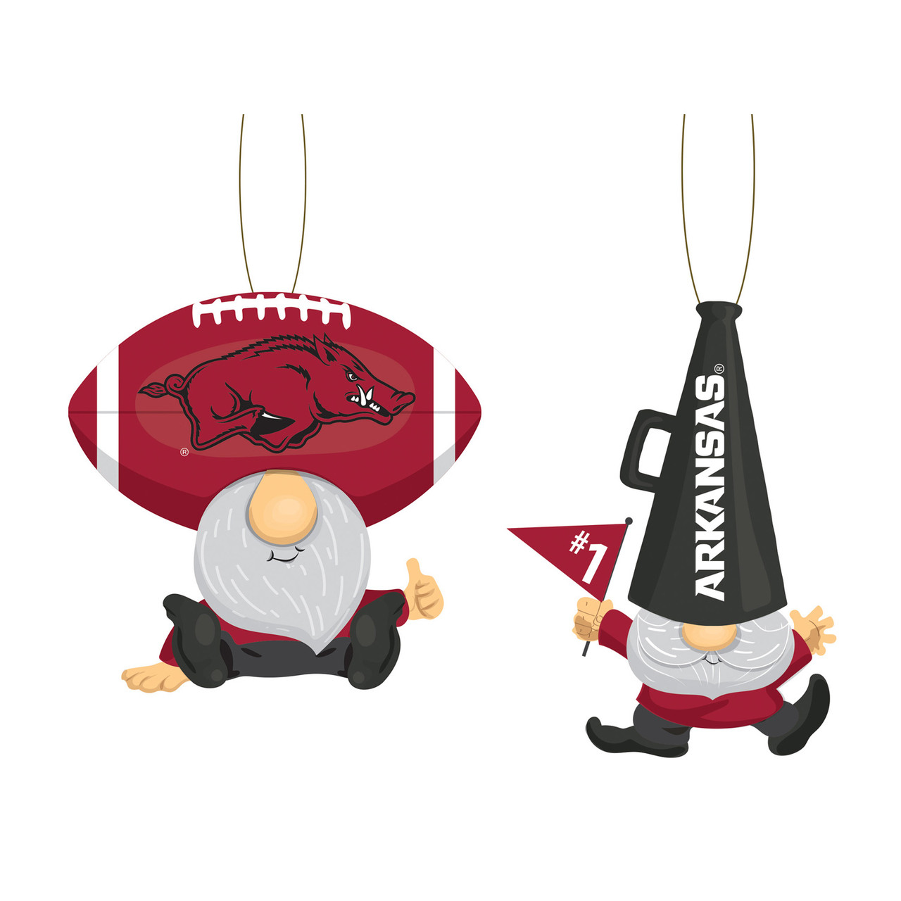 Arkansas Razorbacks Ornament Gnome Fan 2 Pack - Sports Fan Shop