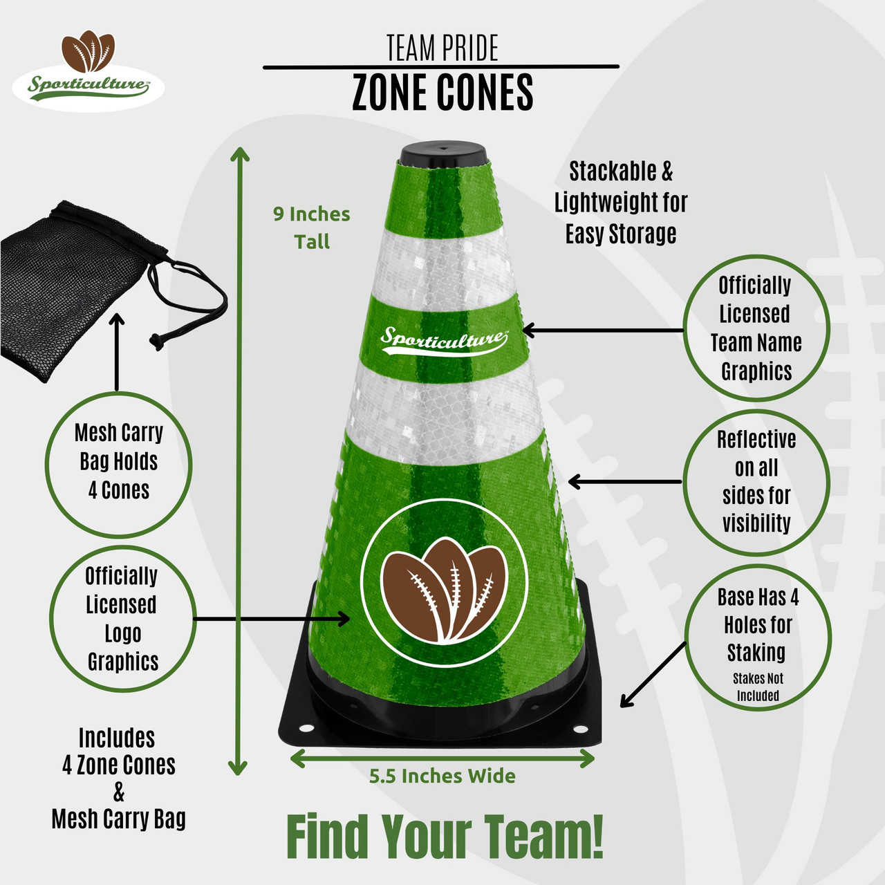 San Francisco 49ers Zone Cones 4 Pack - Sports Fan Shop