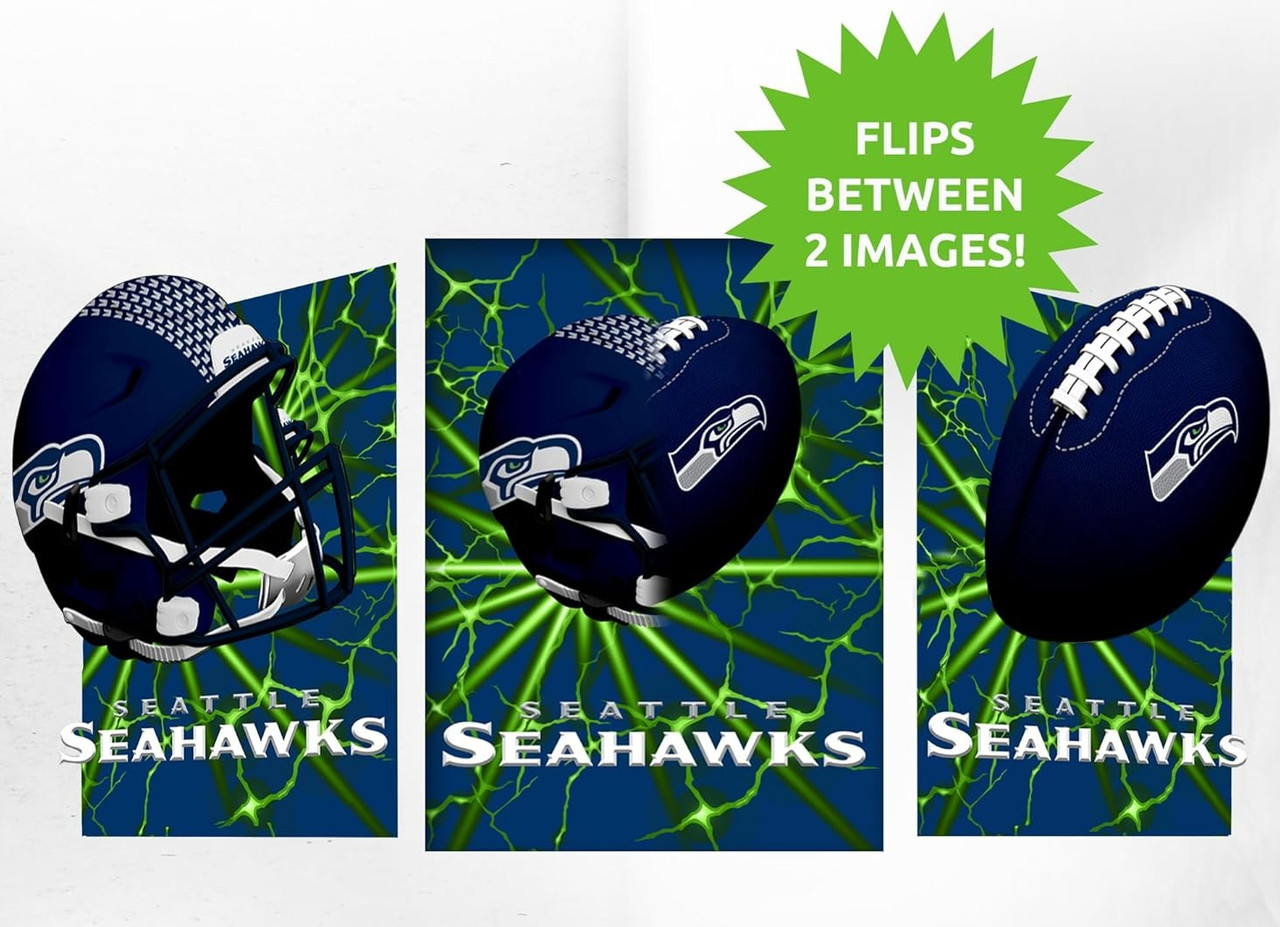 Seattle Seahawks 3D Art Print 12x16 Lightning Flip - Sports Fan Shop