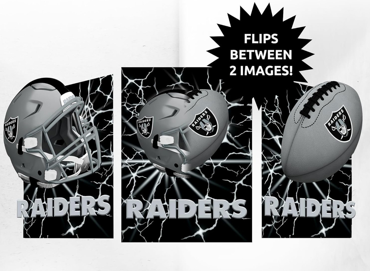 Las Vegas Raiders 3D Art Print 12x16 Lightning Flip - Sports Fan Shop