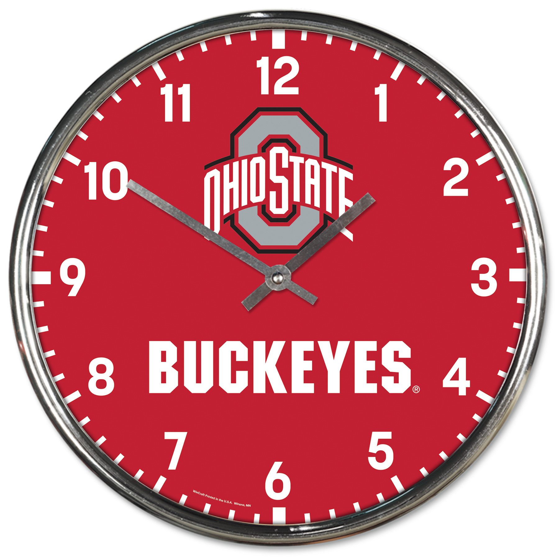 Ohio State Buckeyes Round Chrome Wall Clock - Sports Fan Shop
