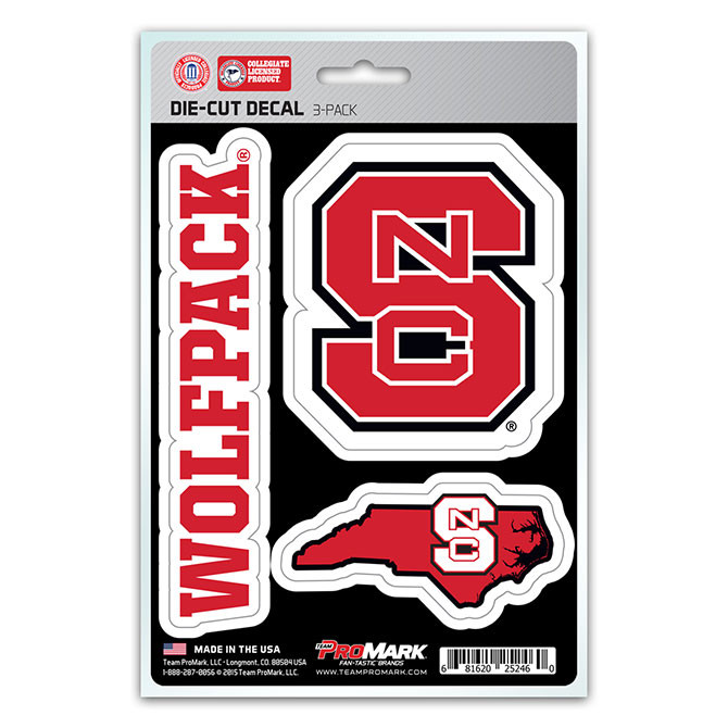 North Carolina State Wolfpack Decal Die Cut Team 3 Pack - Sports Fan Shop