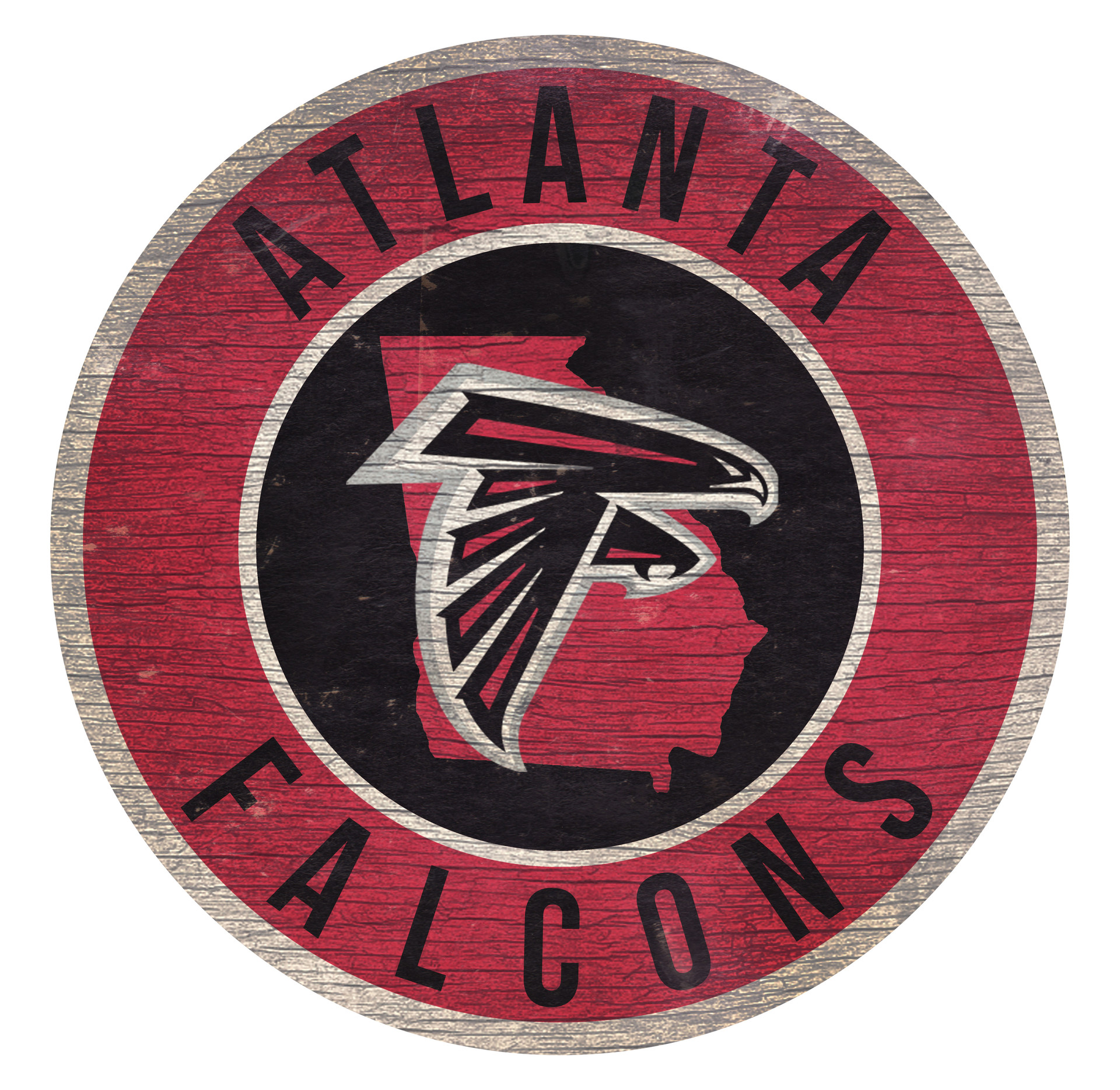 Atlanta Falcons Sign Wood 12 Inch Round State Design - Sports Fan Shop