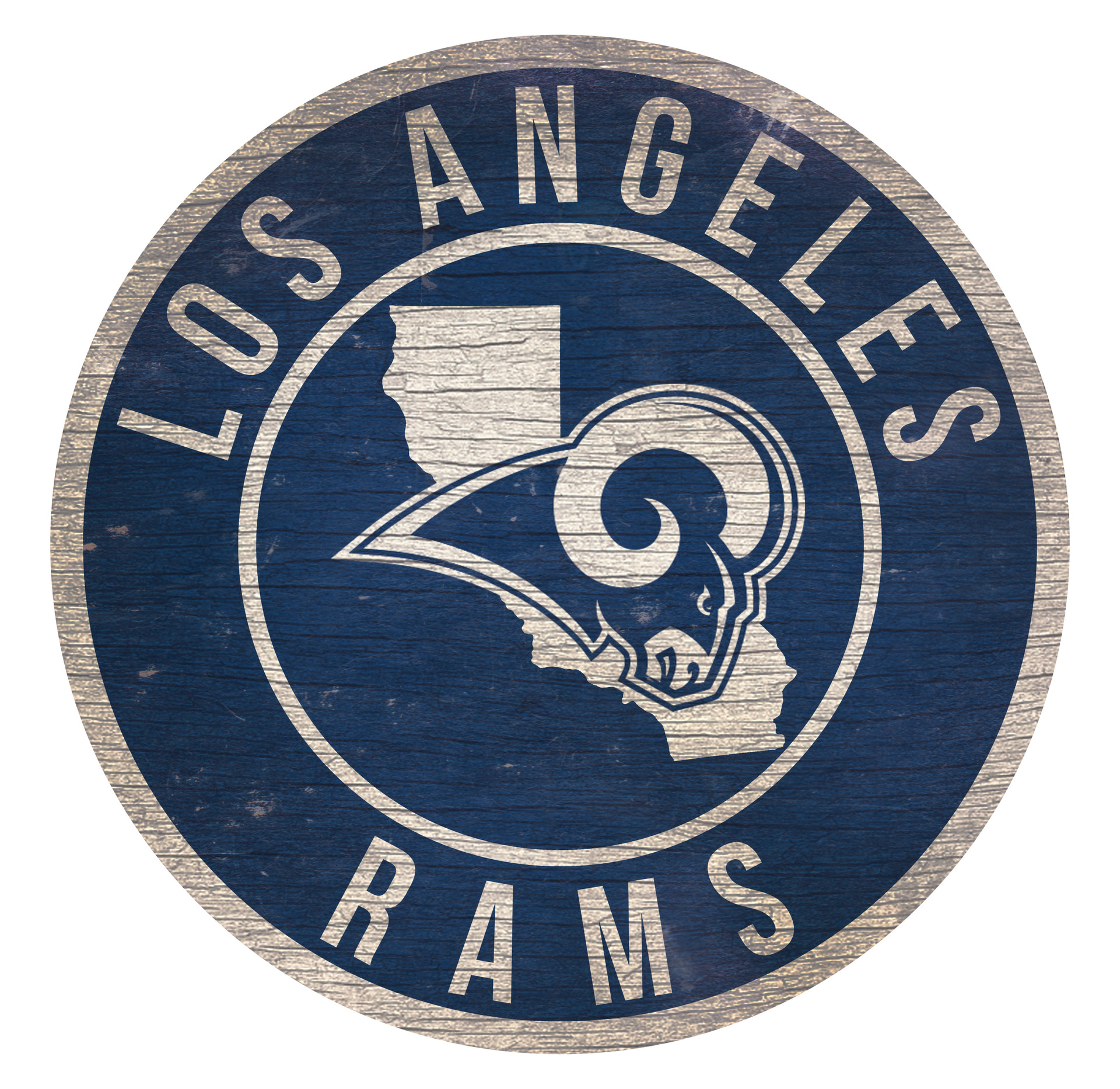 Los Angeles Rams Sign Wood 12 Inch Round State Design - Sports Fan Shop