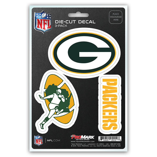 Green Bay Packers Decal Die Cut Team 3 Pack - Sports Fan Shop