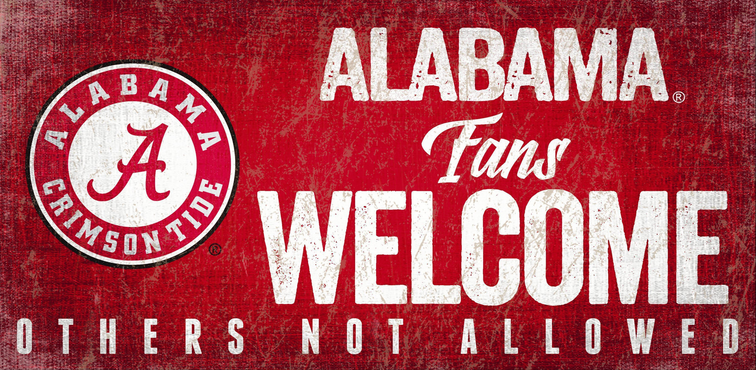 Alabama Crimson Tide Wood Sign Fans Welcome 12x6 - Sports Fan Shop